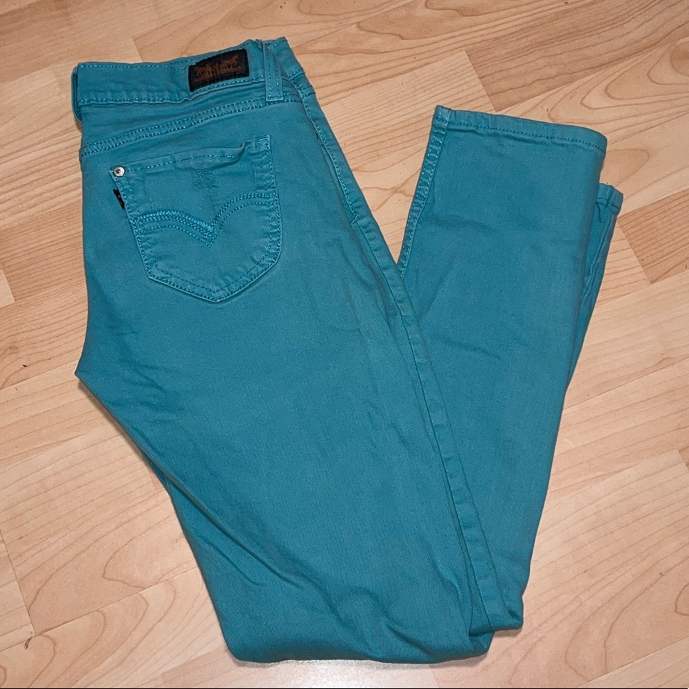 Levi’s 524 Too Super Low Turquoise Skinny Jeans Size … - Gem